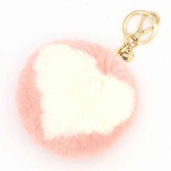 Miu Miu | Accessories | Miu Miu Miu Keychain 5tl87 Pink White Fur Metal ...